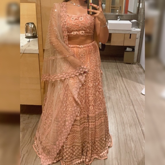 Lehengas | Baby Pink Lehenga Mirror Work 3 Piece Set Choli | Poshmark